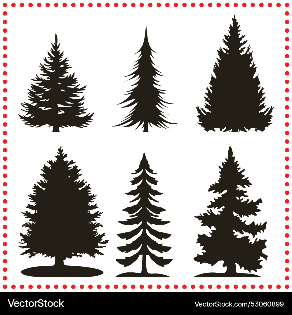 Evergreen tree silhouettes great for holiday Vector Image