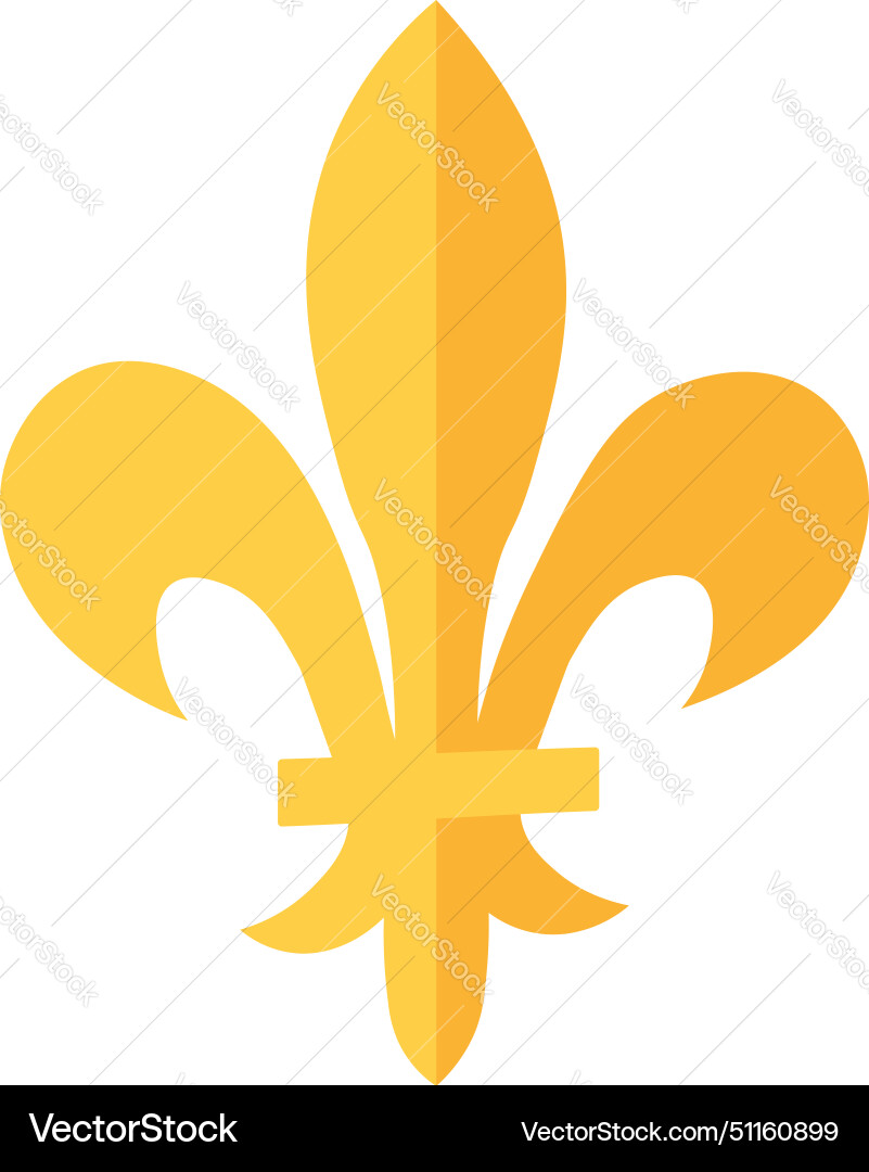 Flat cartoon yellow gold fleur-de-lis icon Vector Image