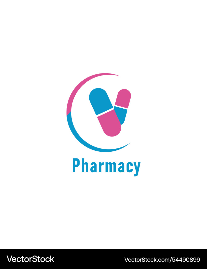 Pharmacy medical capsule logo Royalty Free Vector Image