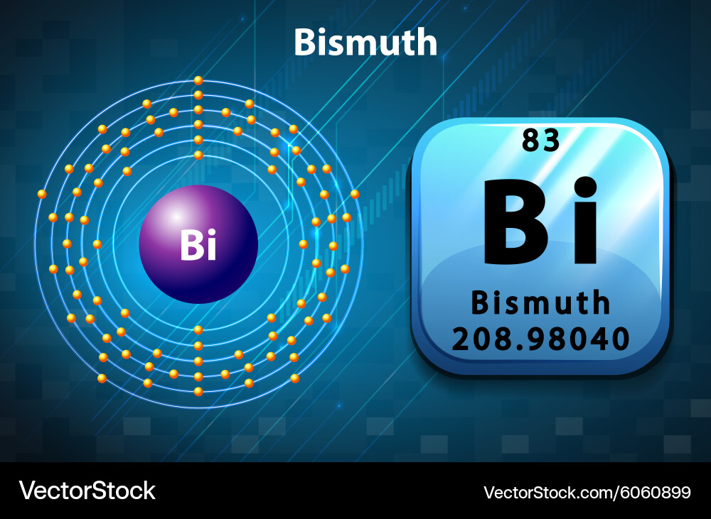Symbol and electron diagram of bismuth Royalty Free Vector
