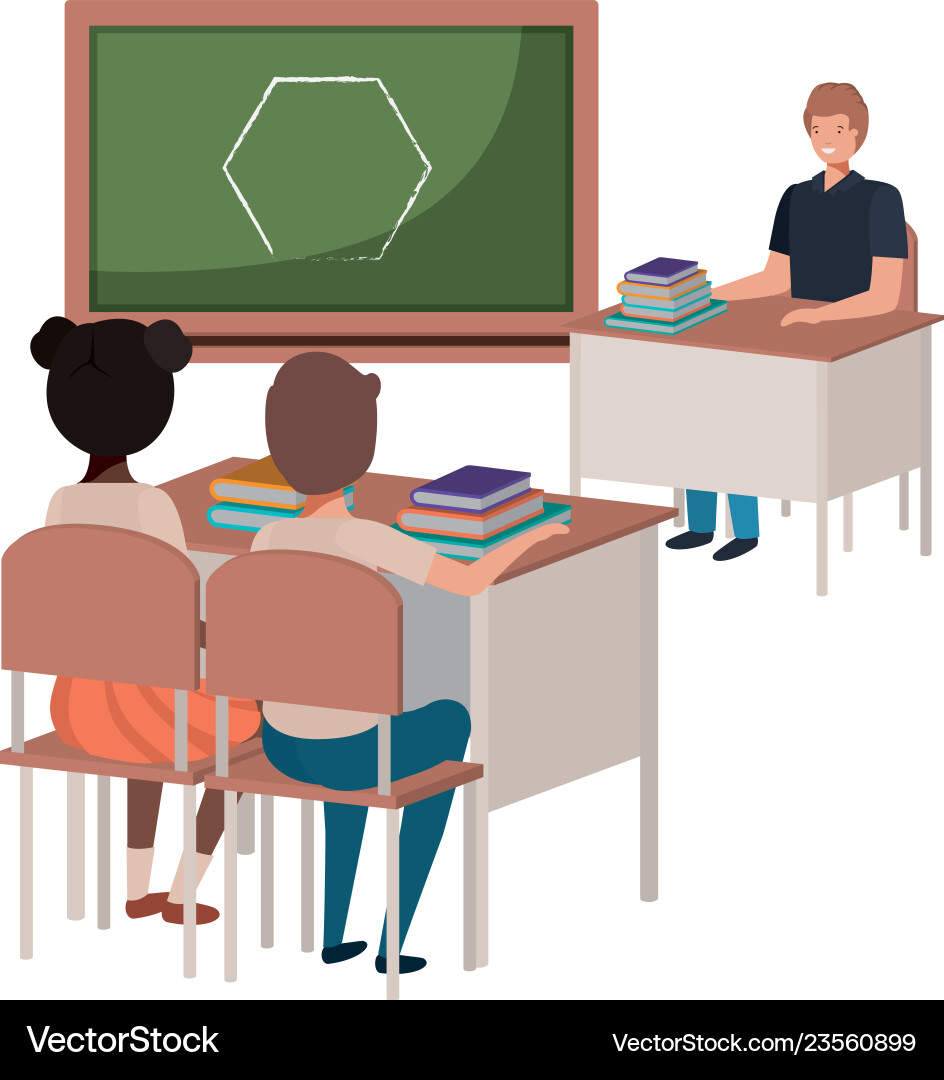 Teacher in classroom with students avatar Vector Image