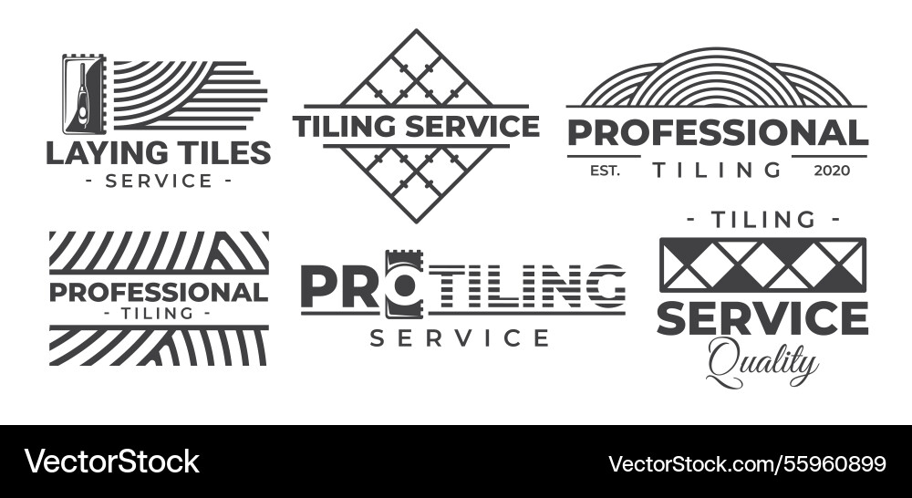 Tiling set of logos isolated on white background Vector Image