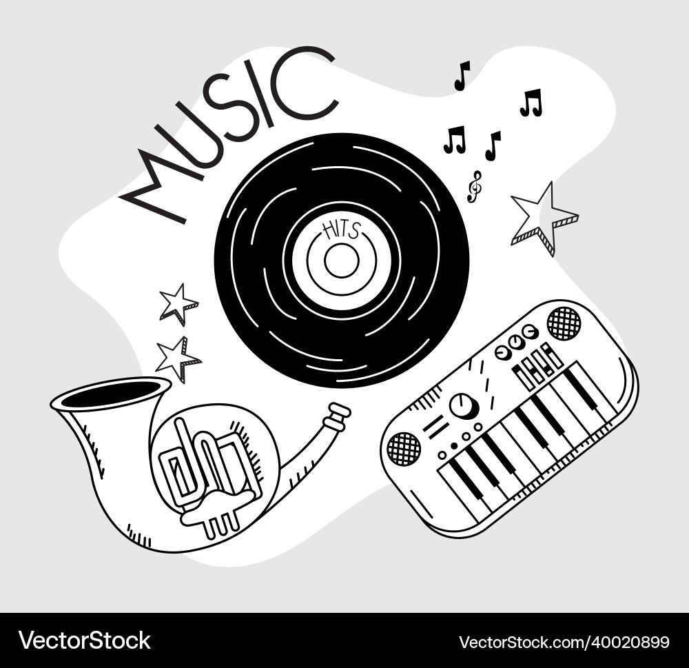 Vinyl and instruments Royalty Free Vector Image