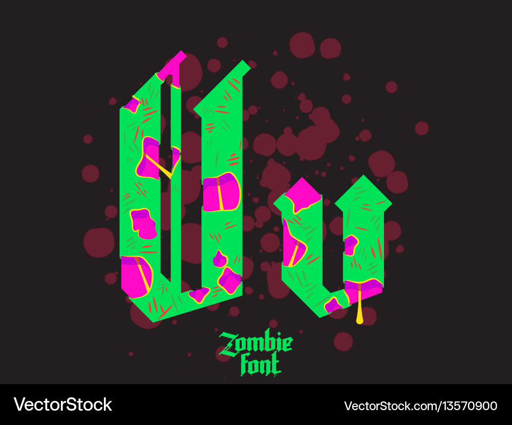 Acid zombie gothic font Royalty Free Vector Image