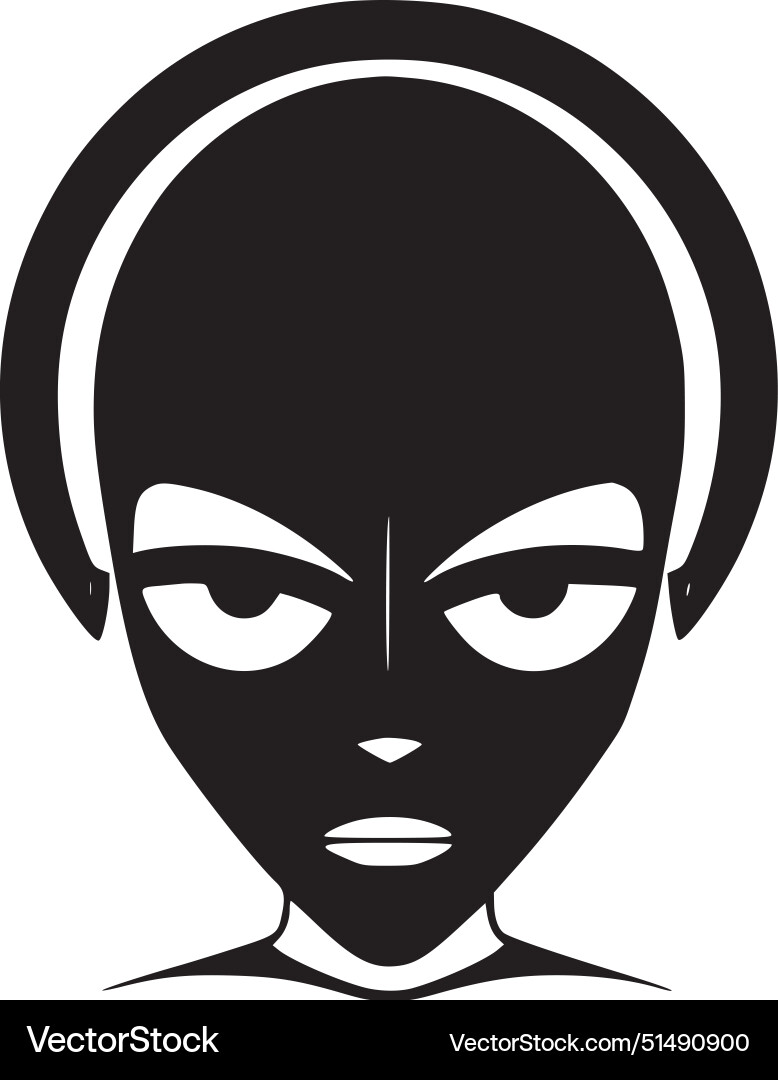 Alien - black and white Royalty Free Vector Image