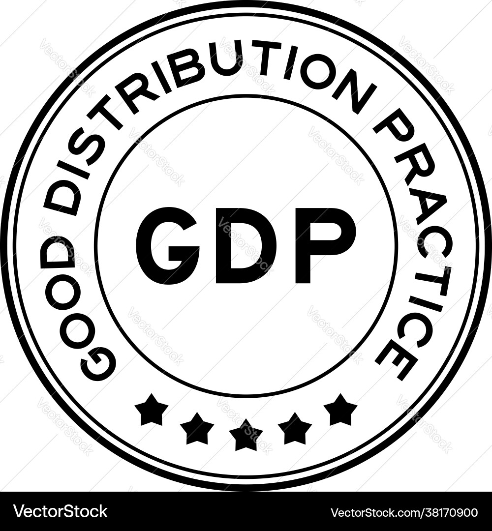 Black color gdp good distribution practice round Vector Image