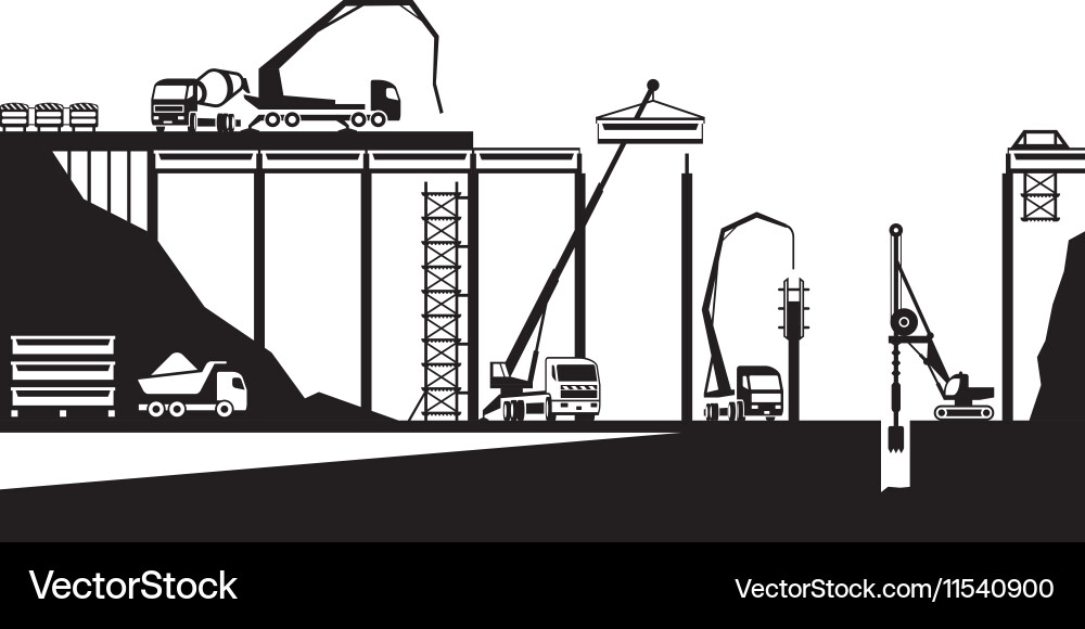 Construction of bridge on road Royalty Free Vector Image