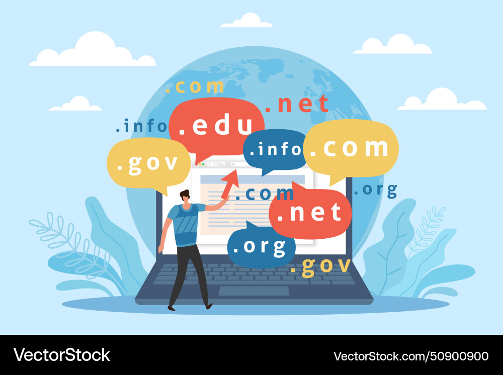 Domain name selection web address registry huge Vector Image