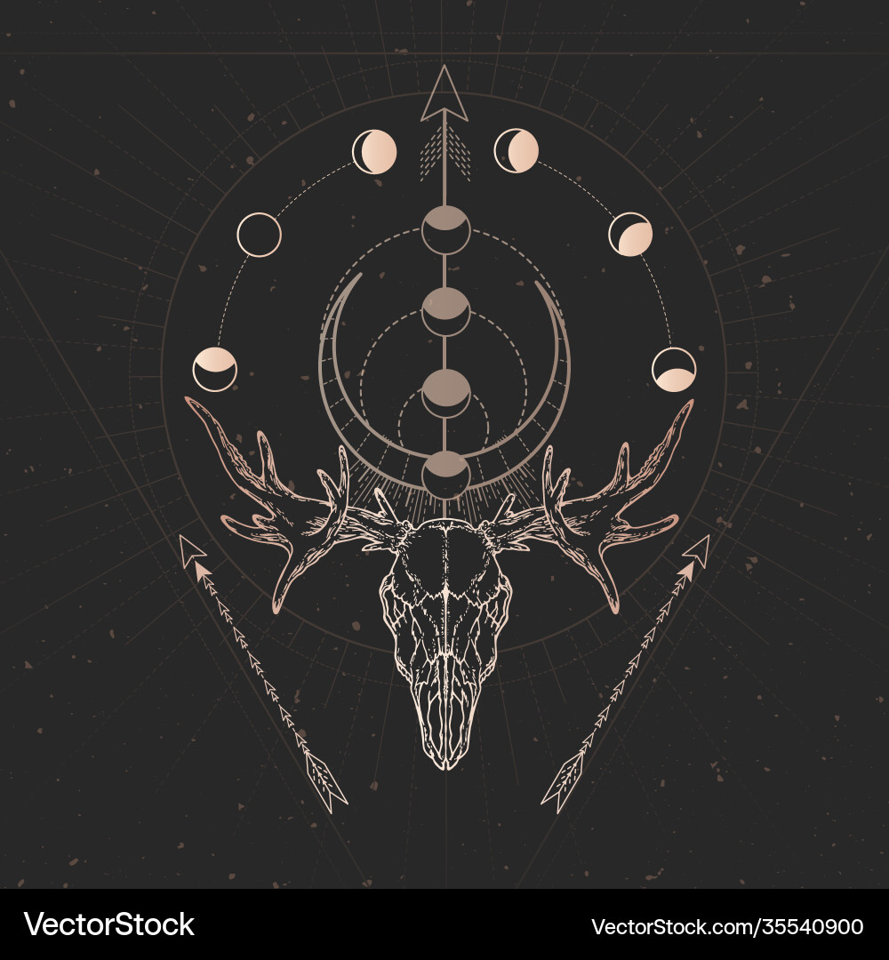 Elk skull and sacred symbol Royalty Free Vector Image