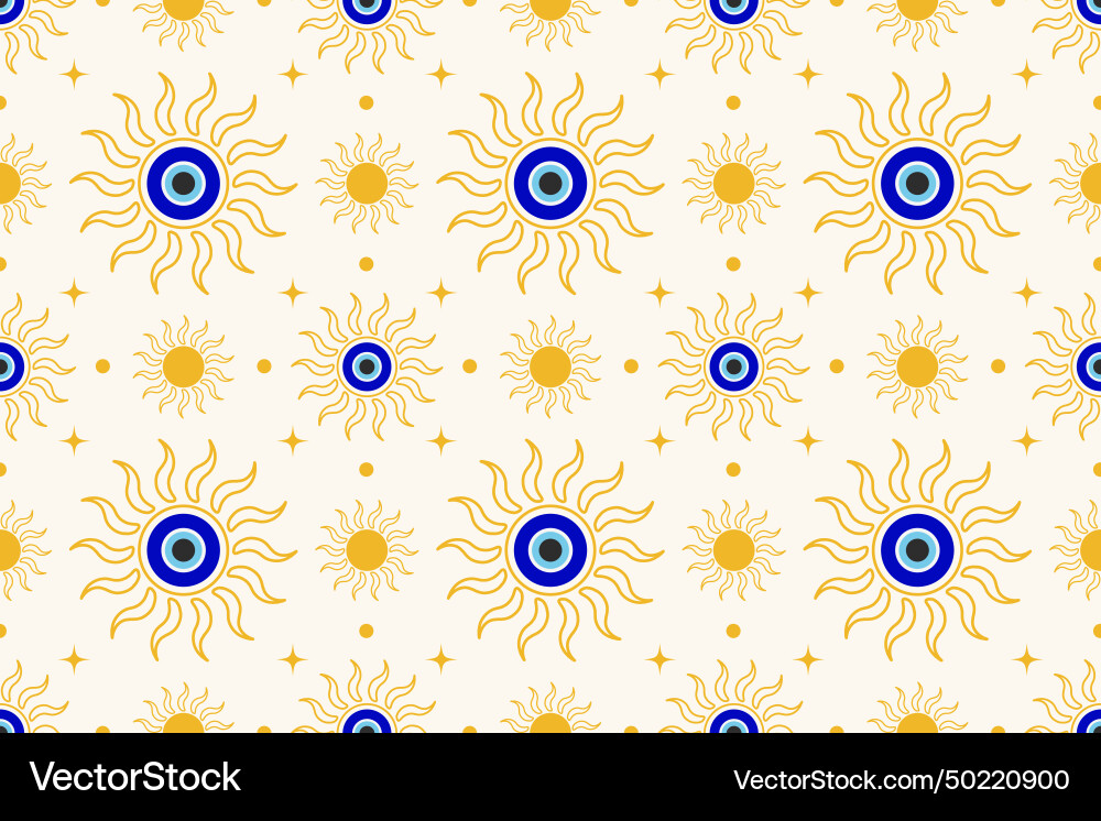Evil eye seamless pattern turkish and greek blue Vector Image