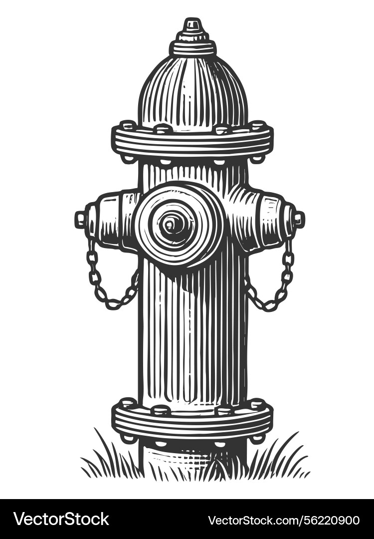 Fire hydrant engraving sketch Royalty Free Vector Image