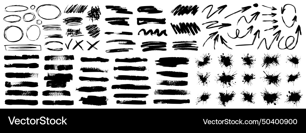 Grunge charcoal scribble stripes emphasis arrows Vector Image