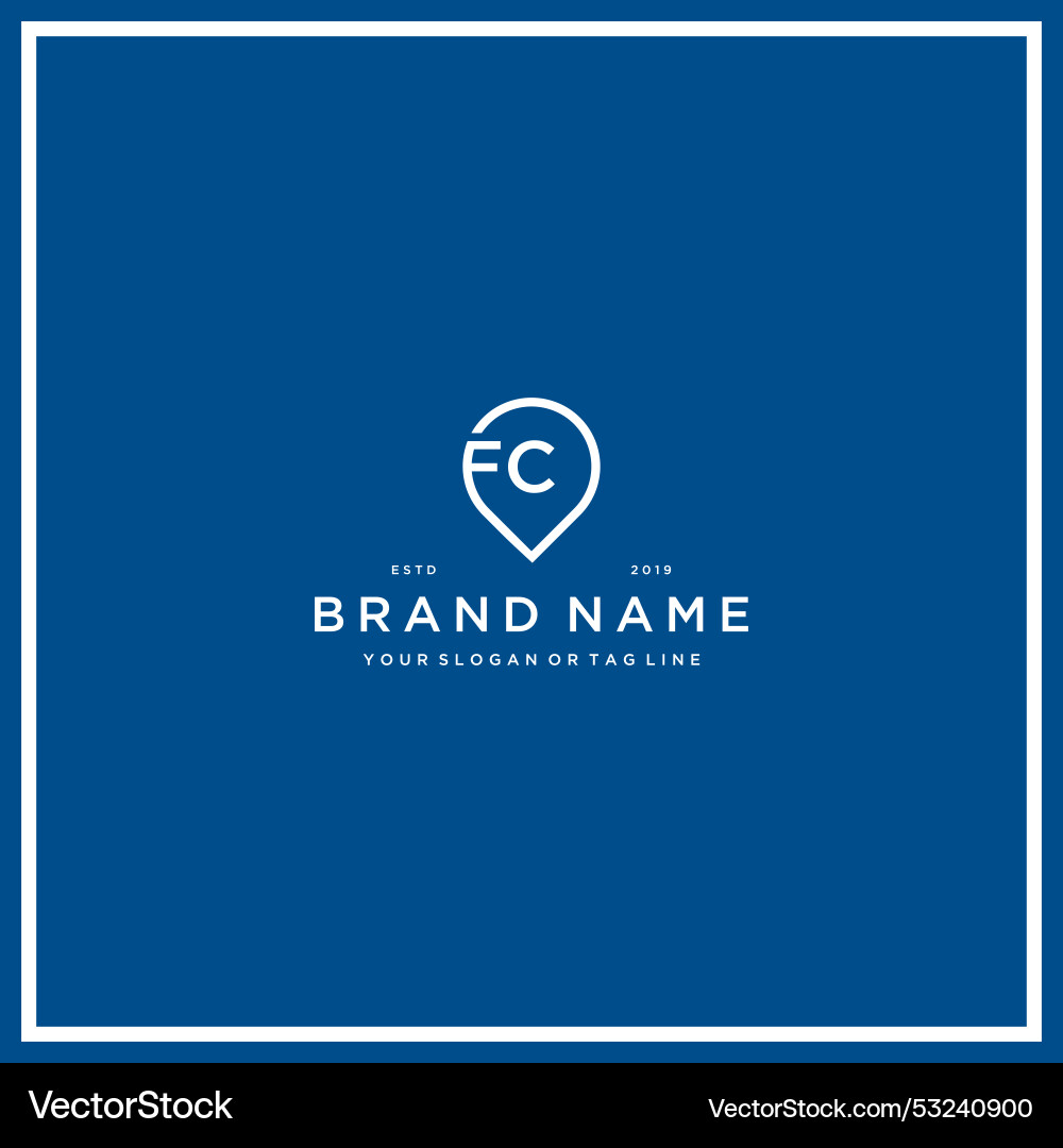Letter fc pin logo design Royalty Free Vector Image
