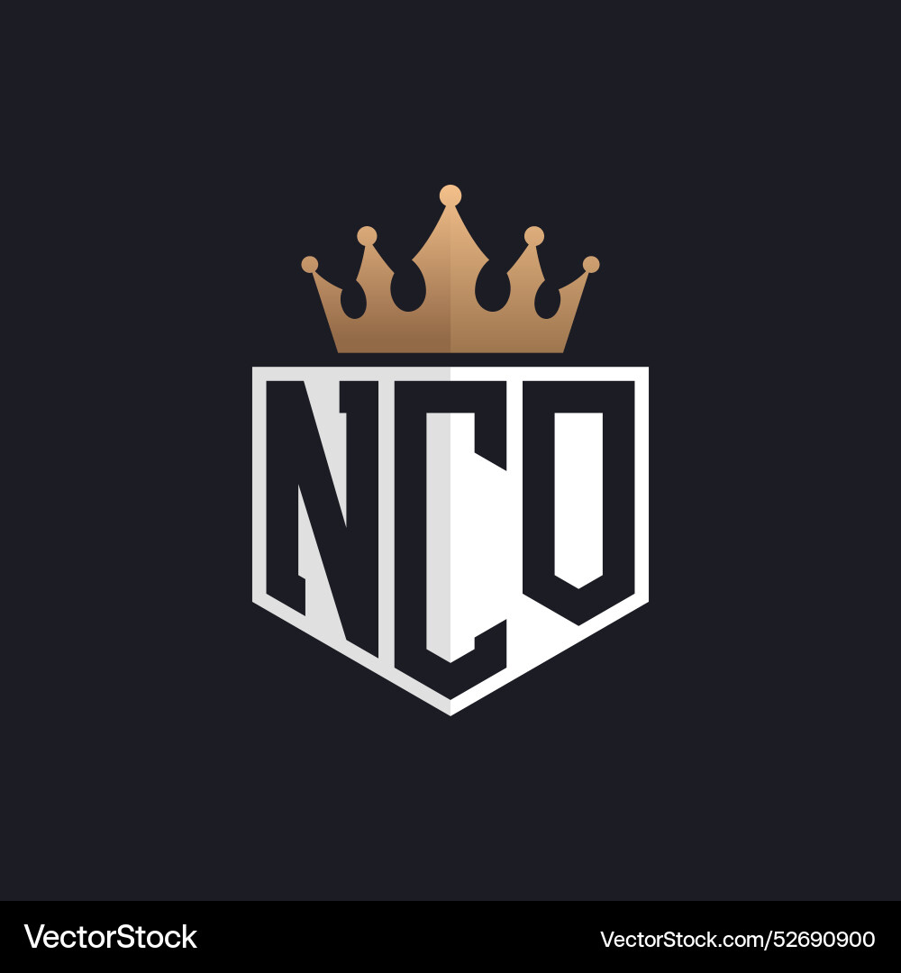Luxury nco logo with crown elegant initials Vector Image