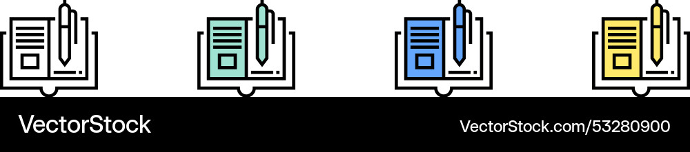 Open book icon outline green blue and yellow Vector Image