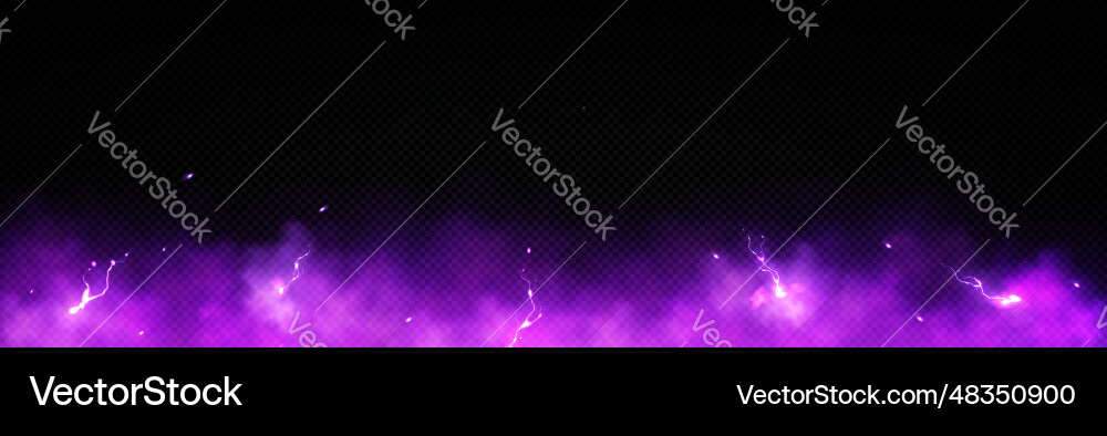 Realistic thunder light and purple smoke cloud Vector Image