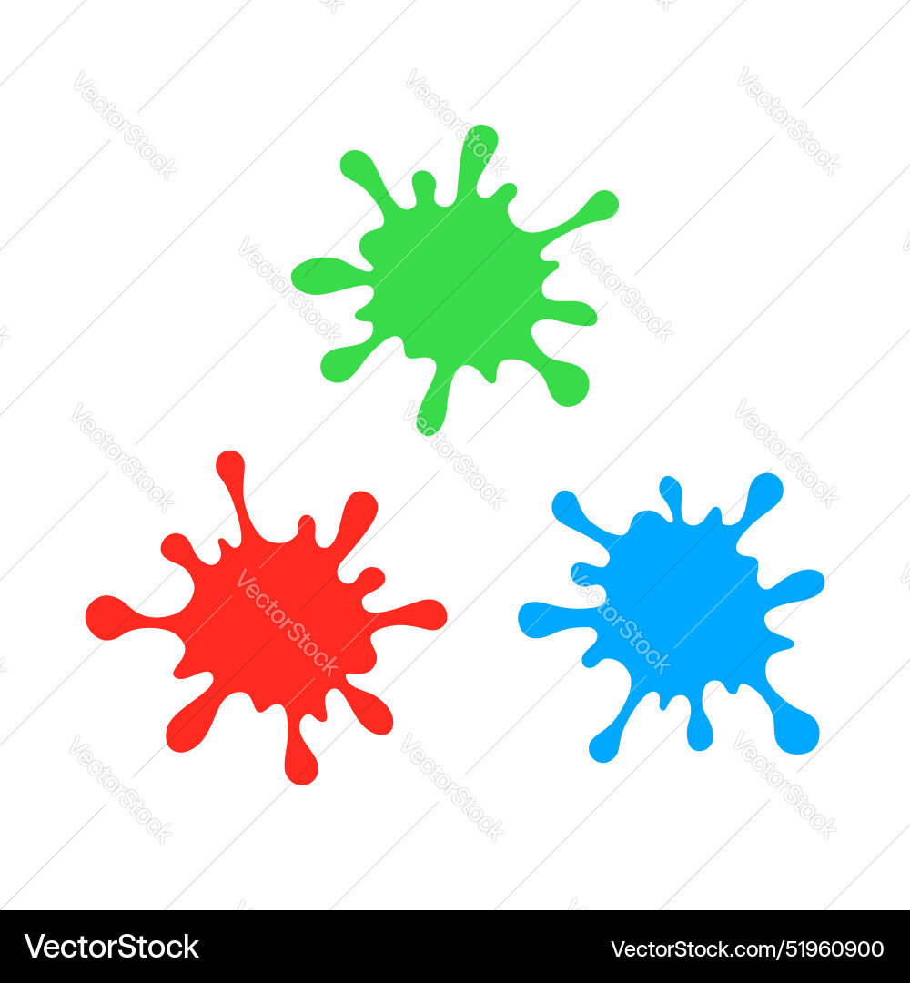 Red green blue liquid paint splashes Royalty Free Vector