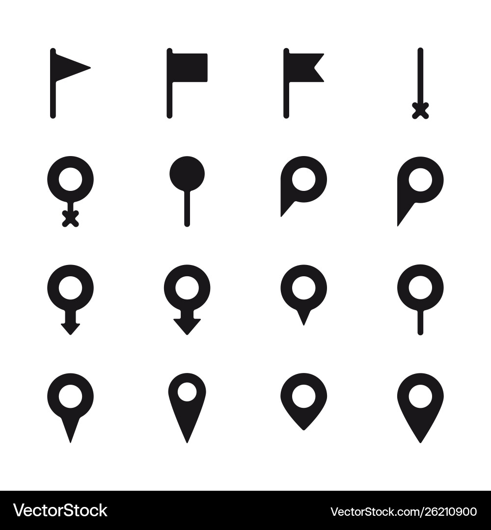 Set different location mark symbols map Royalty Free Vector