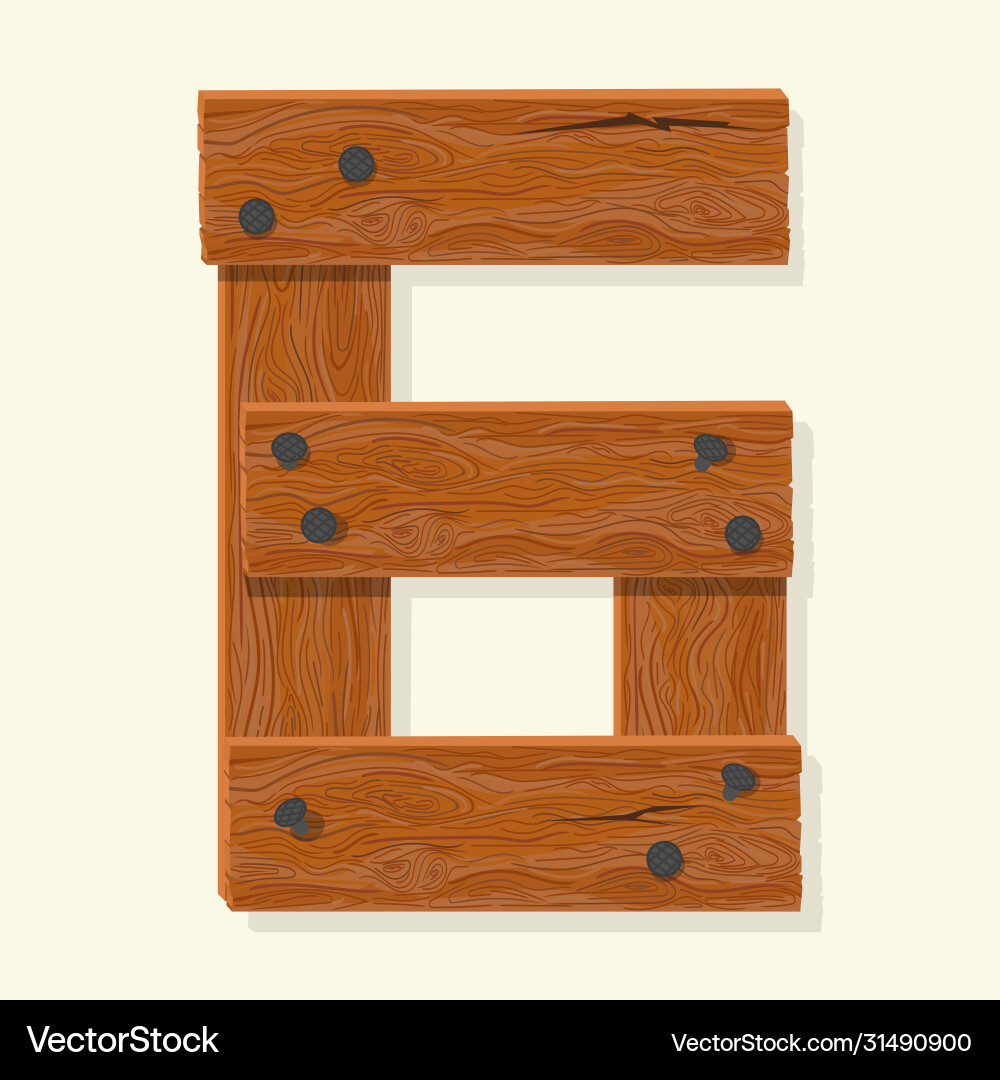 Wood number wooden plank numeric font held Vector Image