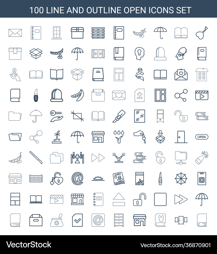 100 open icons Royalty Free Vector Image - VectorStock