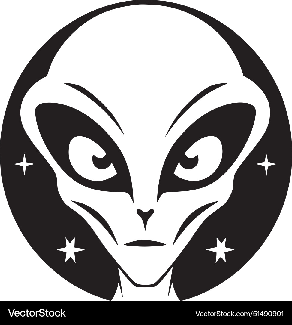 Alien - minimalist and flat logo Royalty Free Vector Image