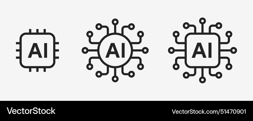 Artificial intelligence ai processor chip icon Vector Image