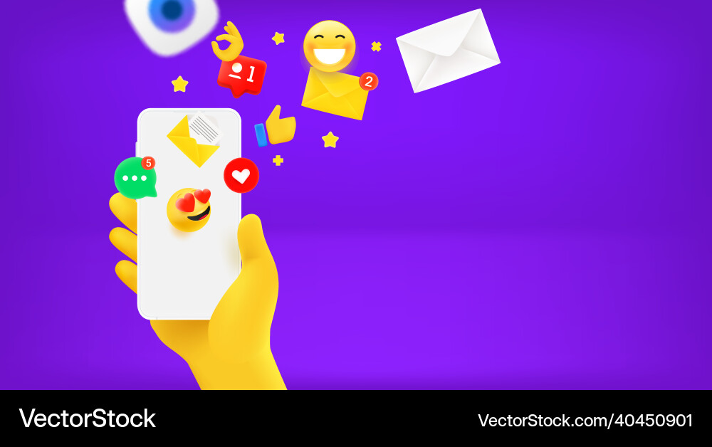 Communication via mobile messenger concept banner Vector Image