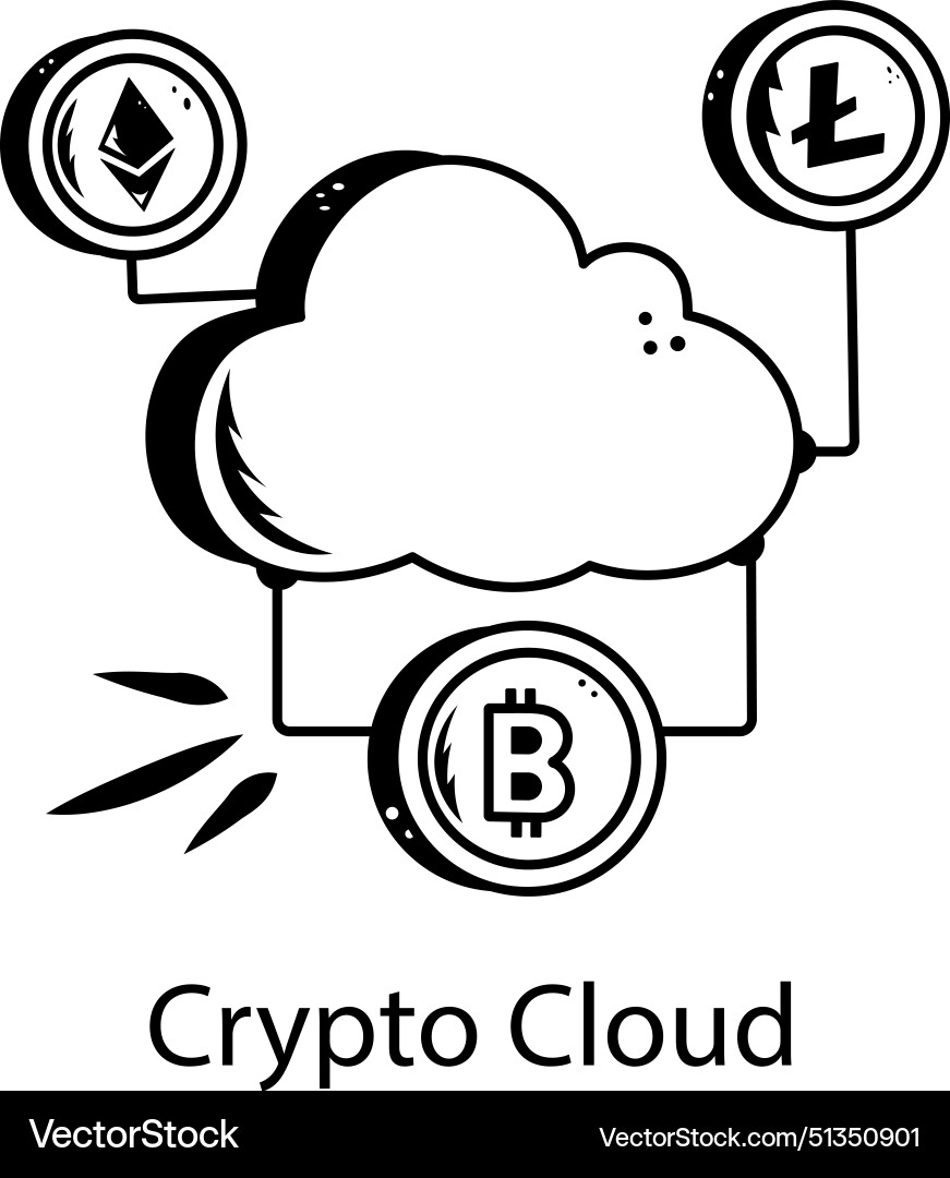 Crypto cloud Royalty Free Vector Image - VectorStock