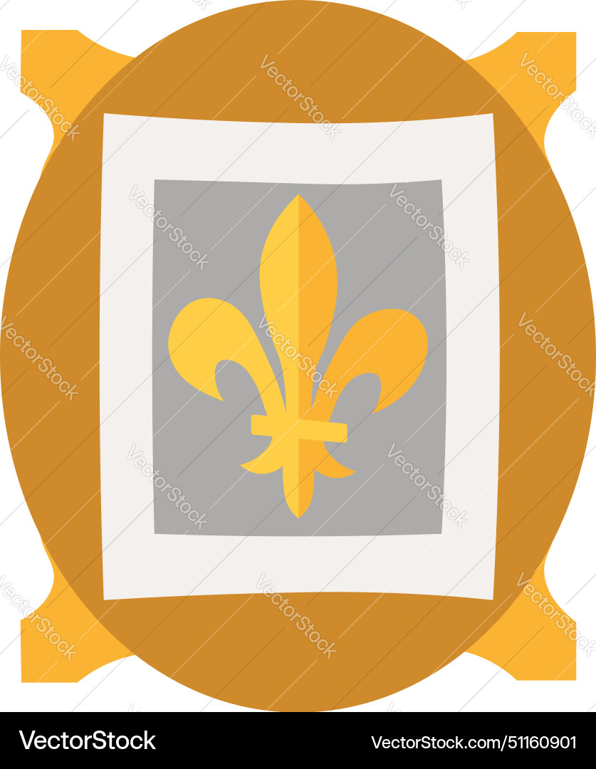 Flat cartoon yellow gold frame gallery art icon Vector Image