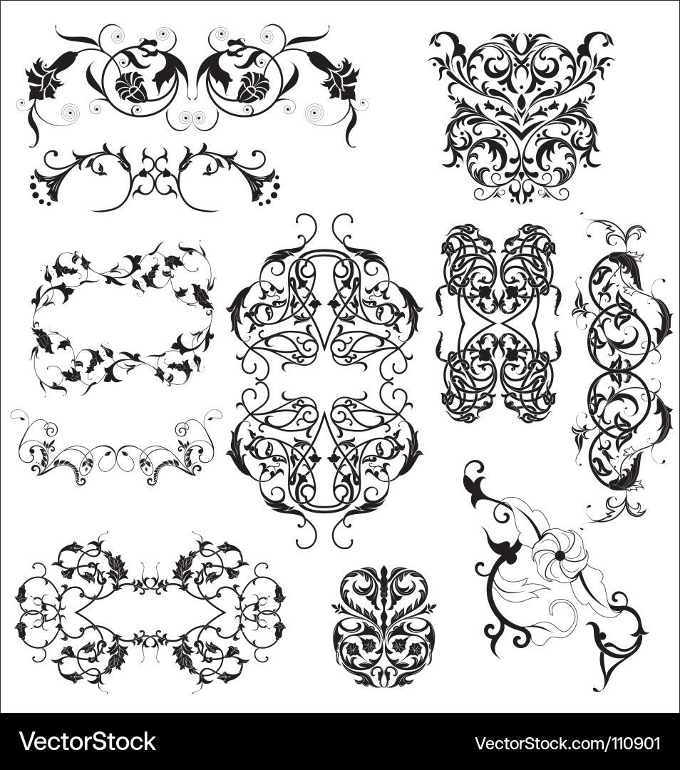 Floral elements Royalty Free Vector Image - VectorStock