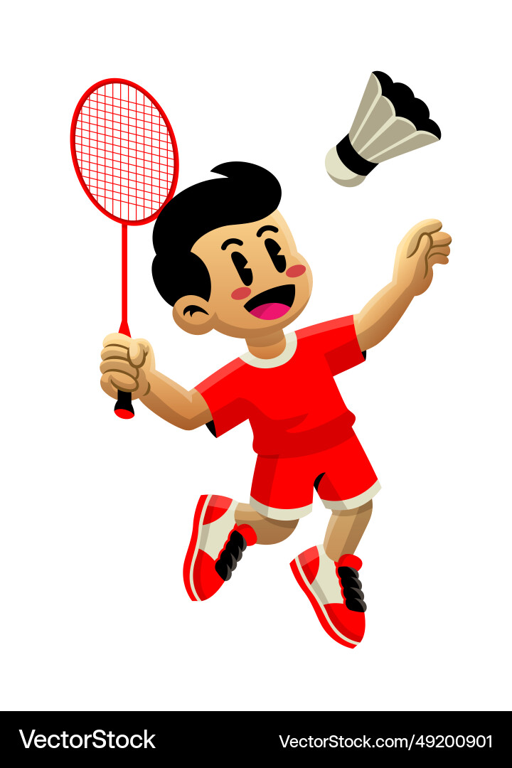 Happy kid playing badminton cartoon Royalty Free Vector