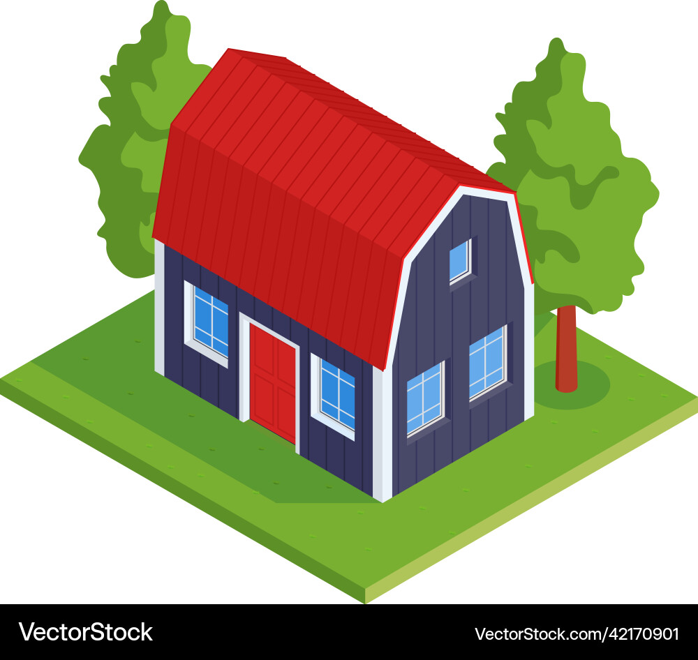 Isometric cottage icon Royalty Free Vector Image