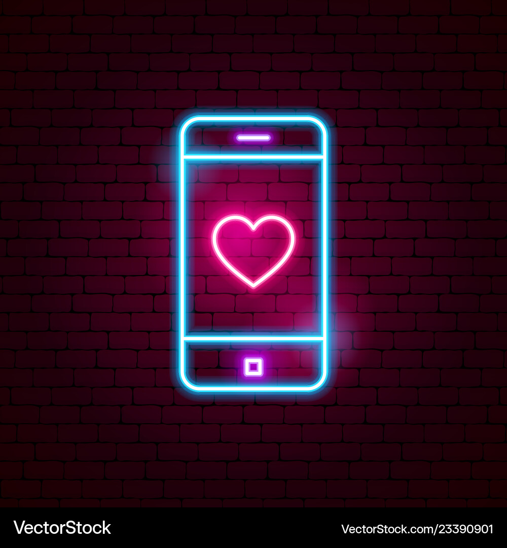 Love mobile neon sign Royalty Free Vector Image