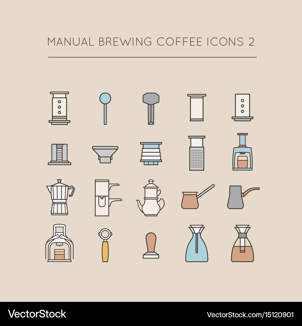 Manual brewing coffee icons 2 Royalty Free Vector Image