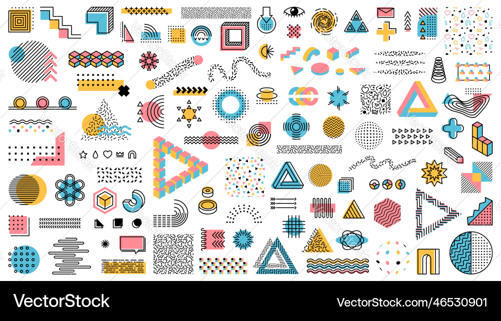 Memphis geometric shapes abstract minimal lines Vector Image