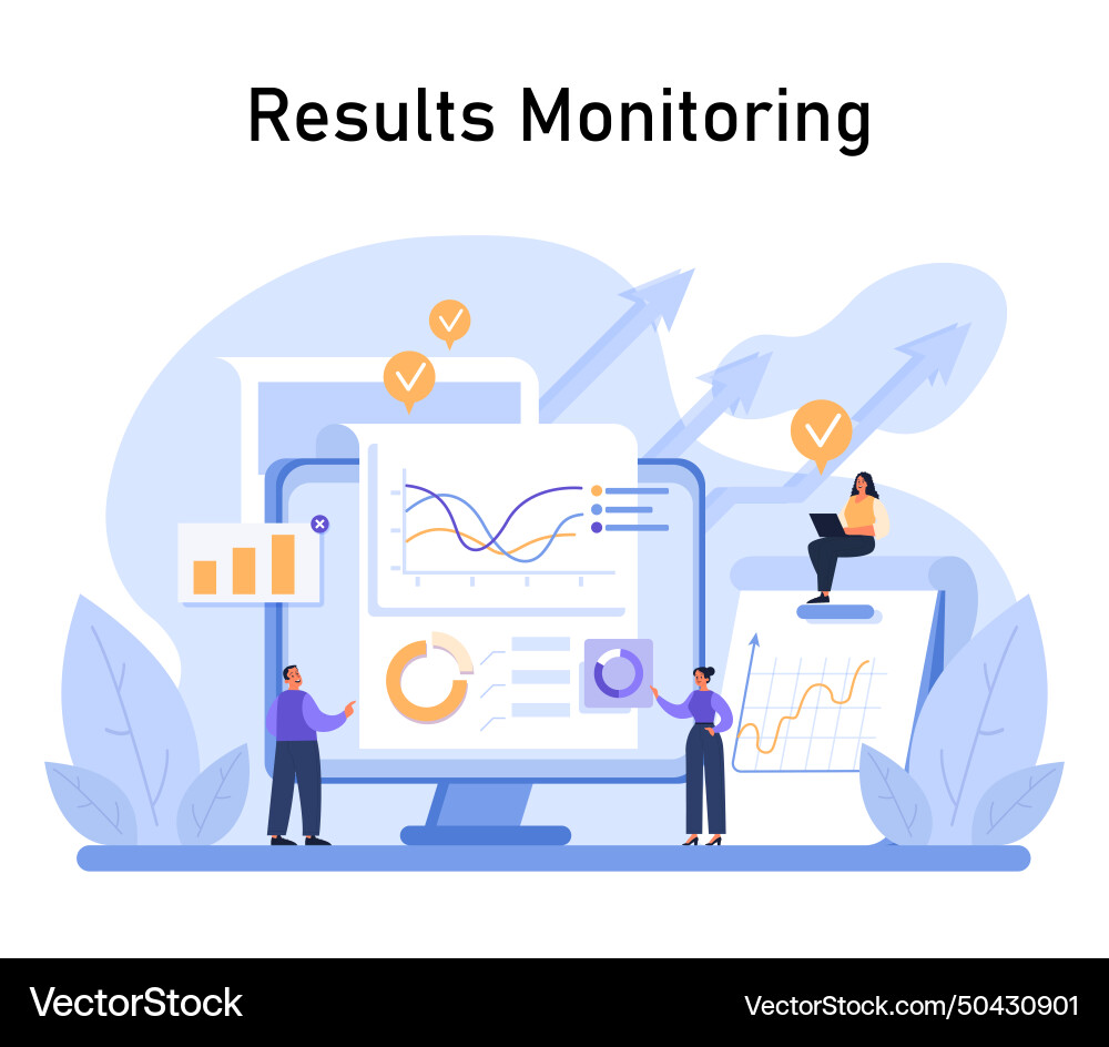Results monitoring concept flat Royalty Free Vector Image
