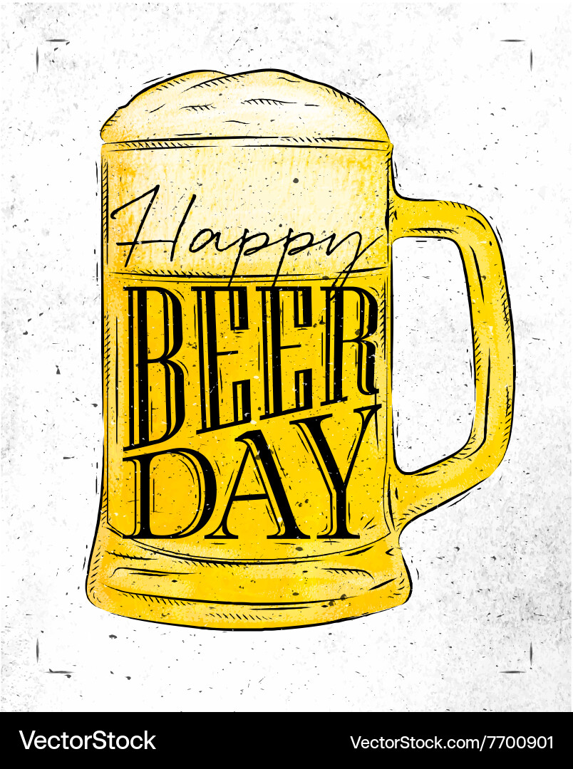 Retro Beer Day Poster Royalty Free Vector Image