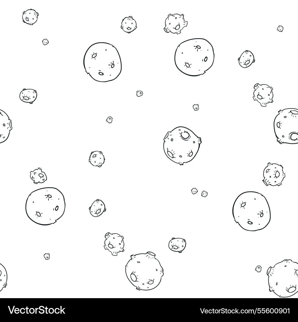Seamless pattern of hand drawn asteroids Vector Image