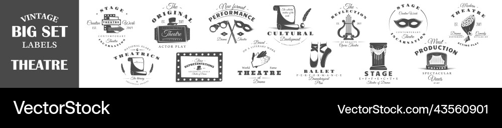 Set of theatre labels Royalty Free Vector Image