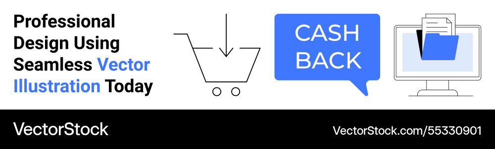 Shopping cart cashback message and digital Vector Image