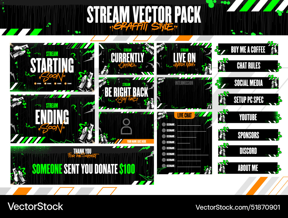Stream panel pack design 1 Royalty Free Vector Image