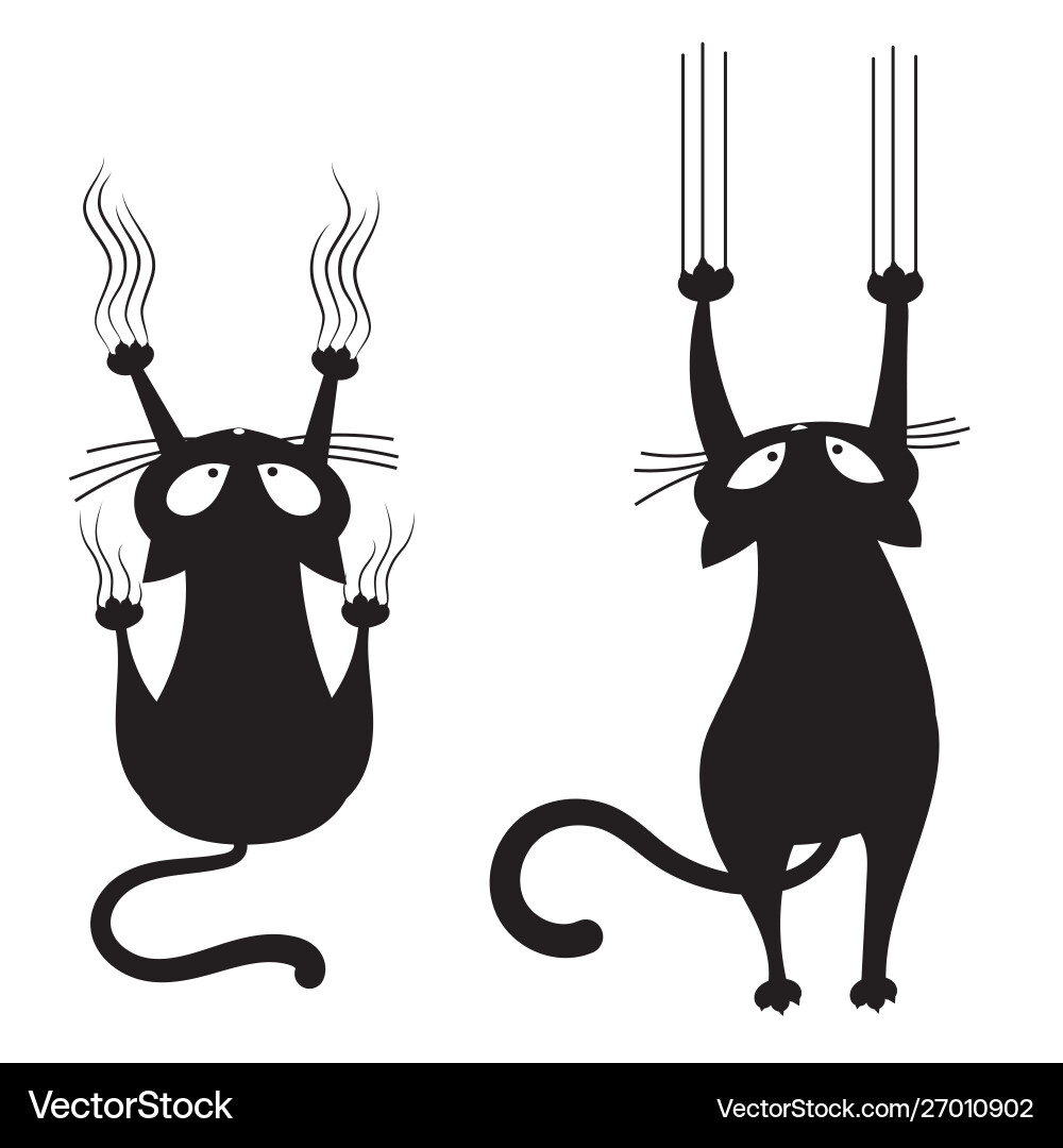Black Cats Climbing Wall Royalty Free Vector Image