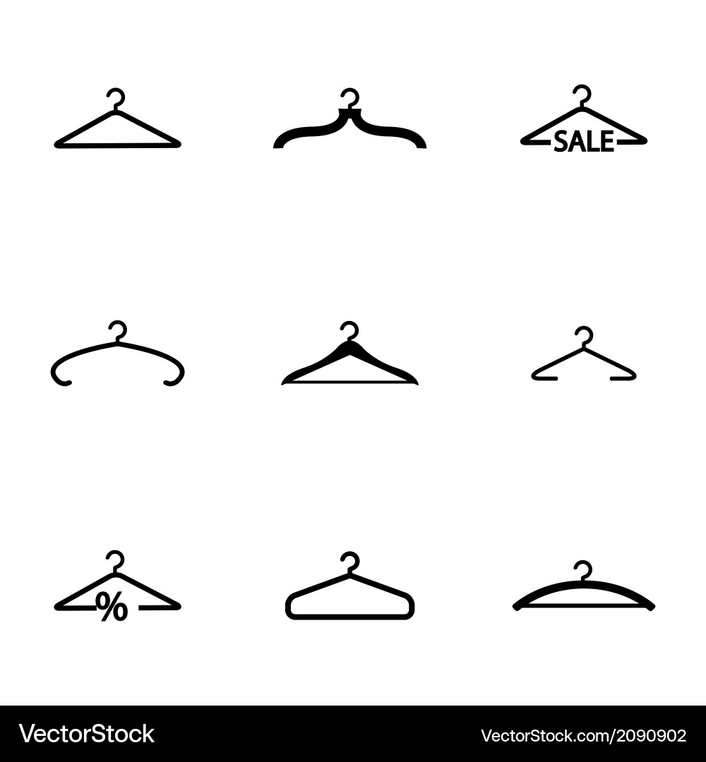 Black Hanger Icon Set Royalty Free Vector Image