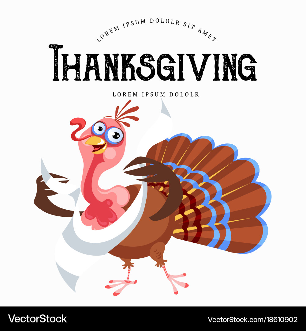 Cartoon thanksgiving turkey character in hat Vector Image