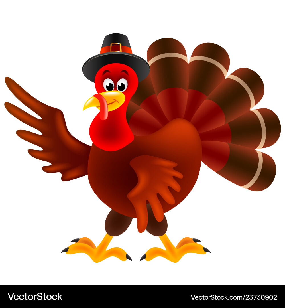 Cartoon Truthahn Thanksgiving Tag isoliert Vektorbild