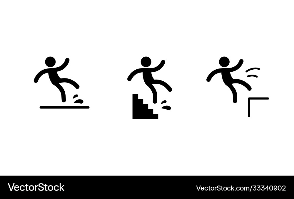 Caution symbols with stick figure man falling Vector Image