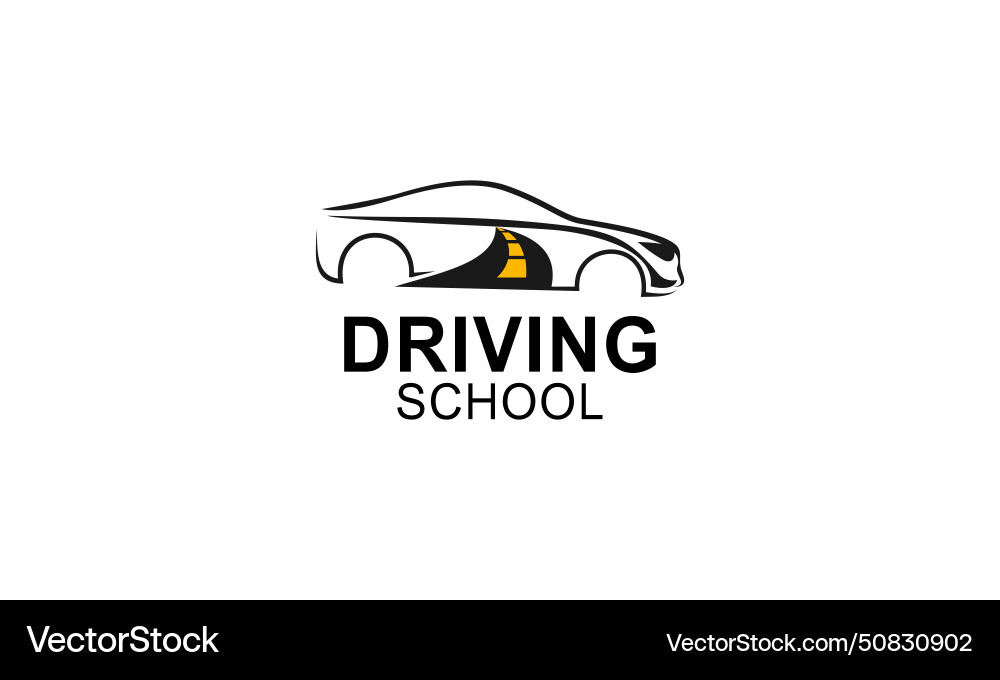 Driving school logo template steering wheel Vector Image