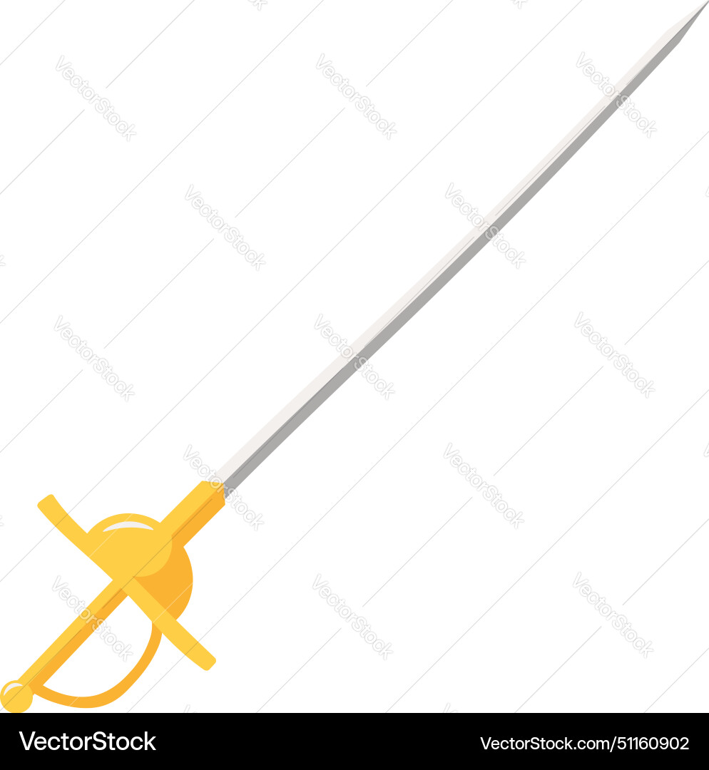Flat cartoon yellow gold sword icon Royalty Free Vector