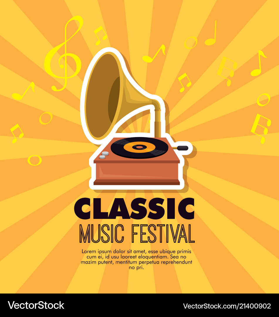 Gramophone Musikfestival Label Lizenzfreies Vektorbild
