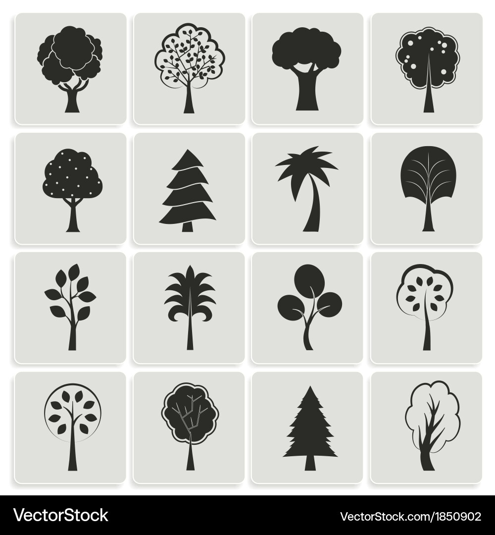 Green forest trees design elements Royalty Free Vector Image